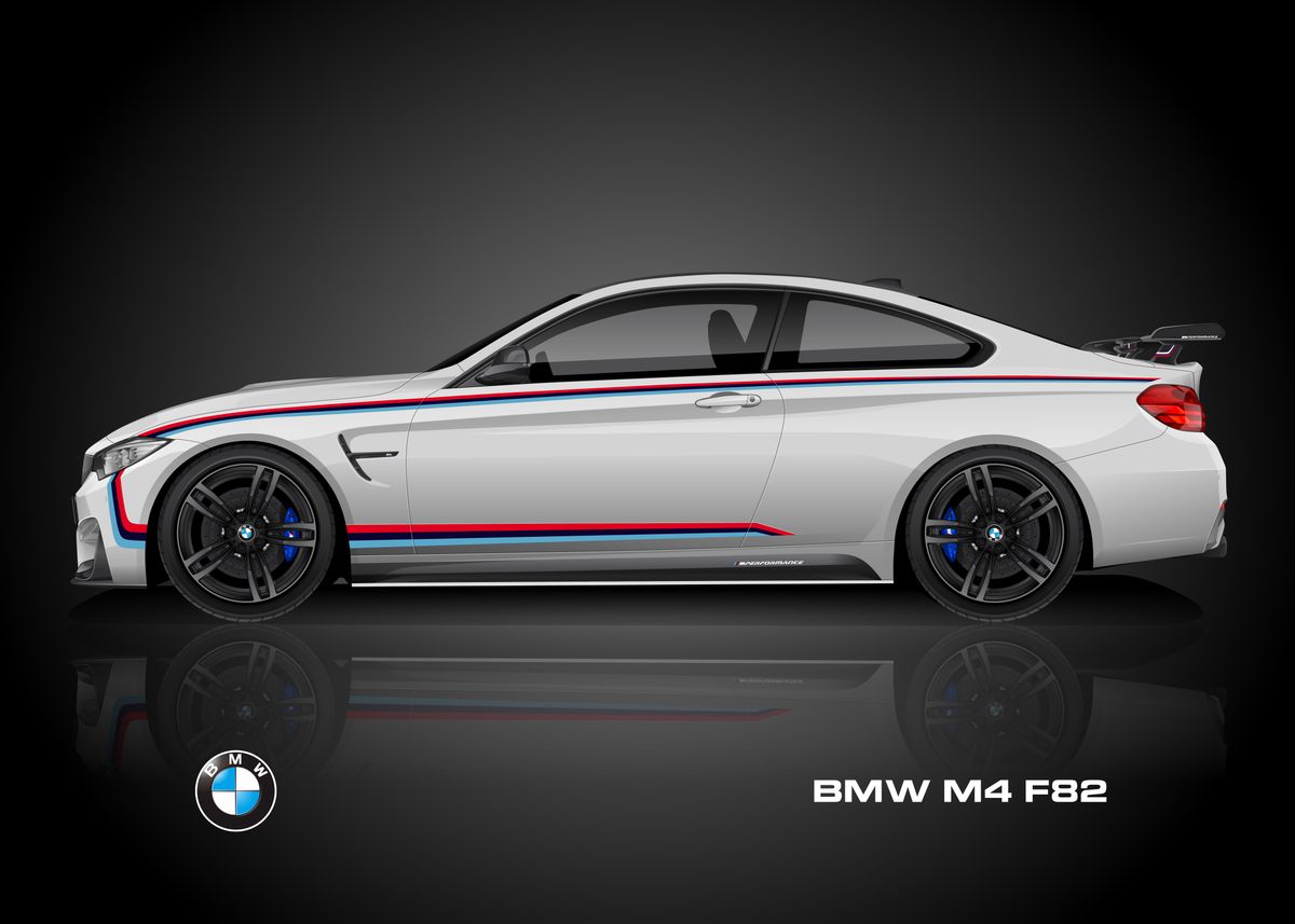 'BMW M4 F82 Side View' Poster, picture, metal print, paint by ...