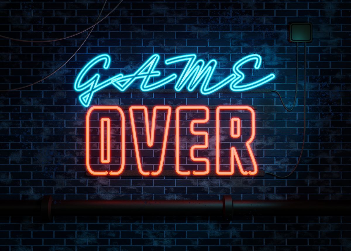 'Game Over Neon Sign' Poster, picture, metal print, paint by TorPix ...