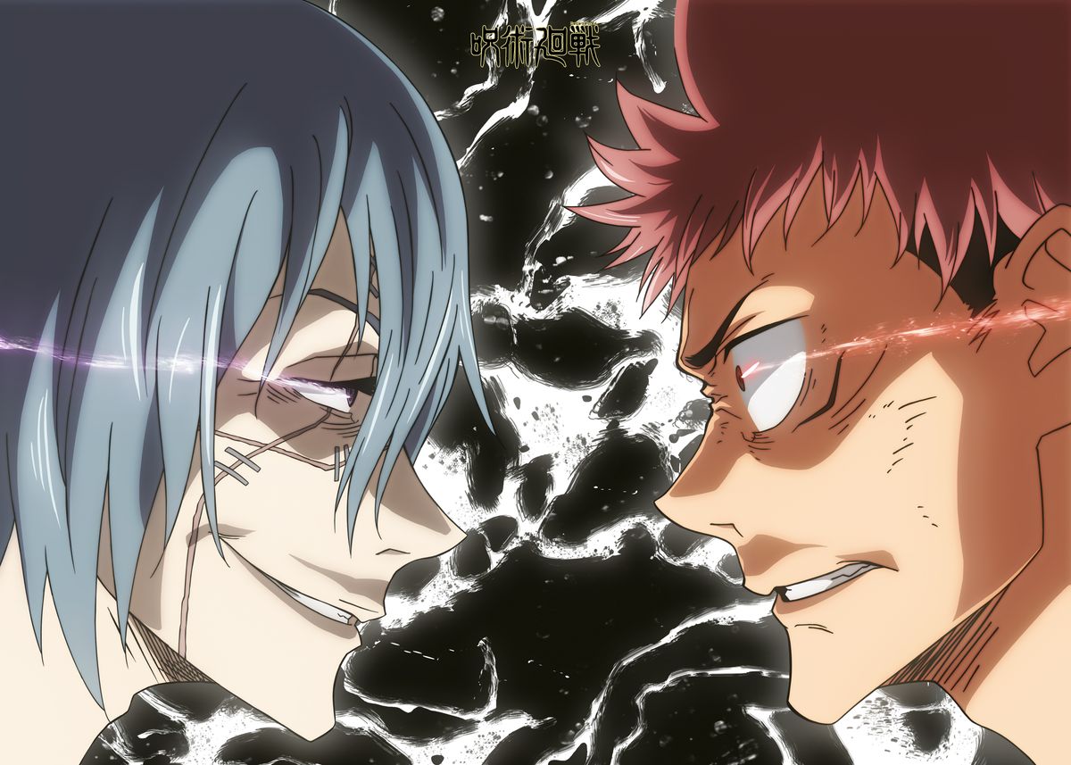 'Mahito vs. Yuji' Poster, picture, metal print, paint by Jujutsu Kaisen | Displate