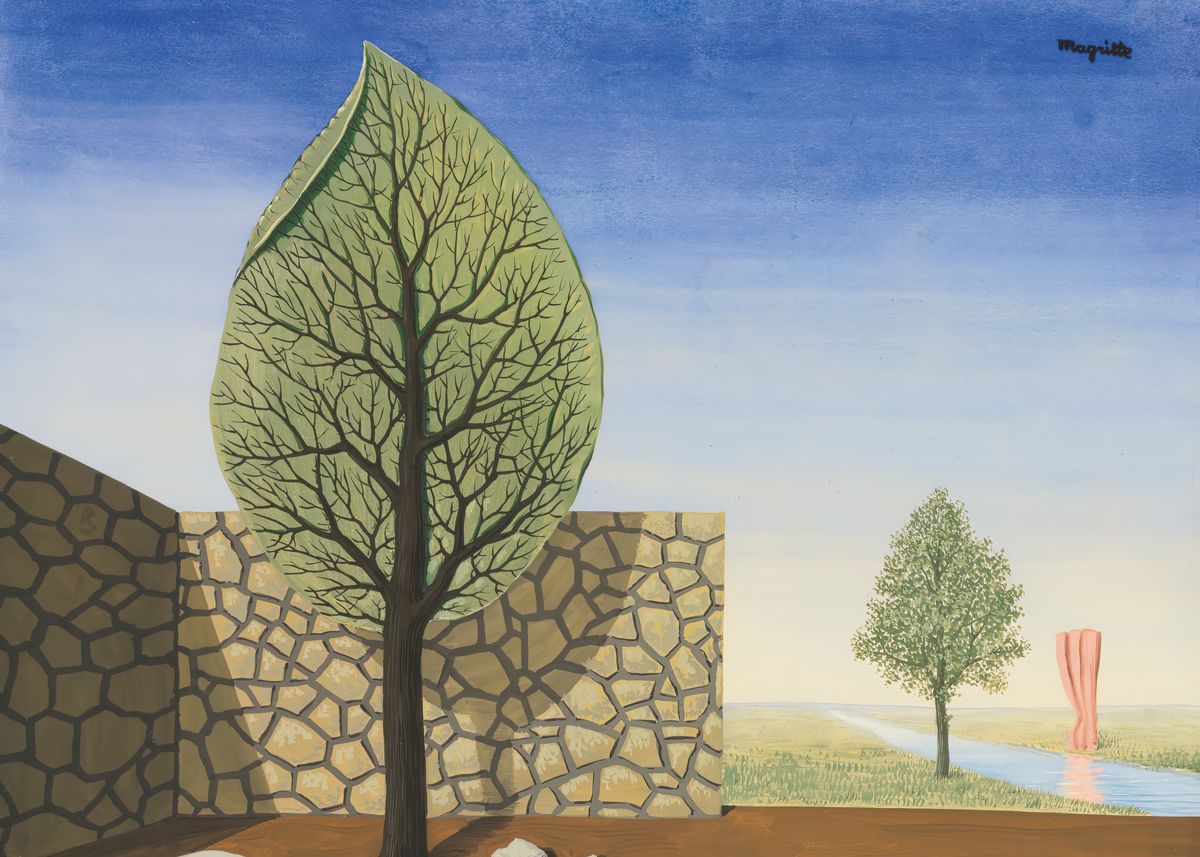 'rene magritte Surreal Tree and Wall' Poster, picture, metal print ...
