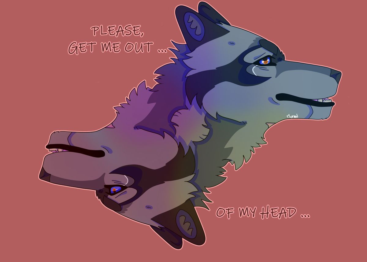 'Wolf Head Trauma' Poster, picture, metal print, paint by Moreal | Displate