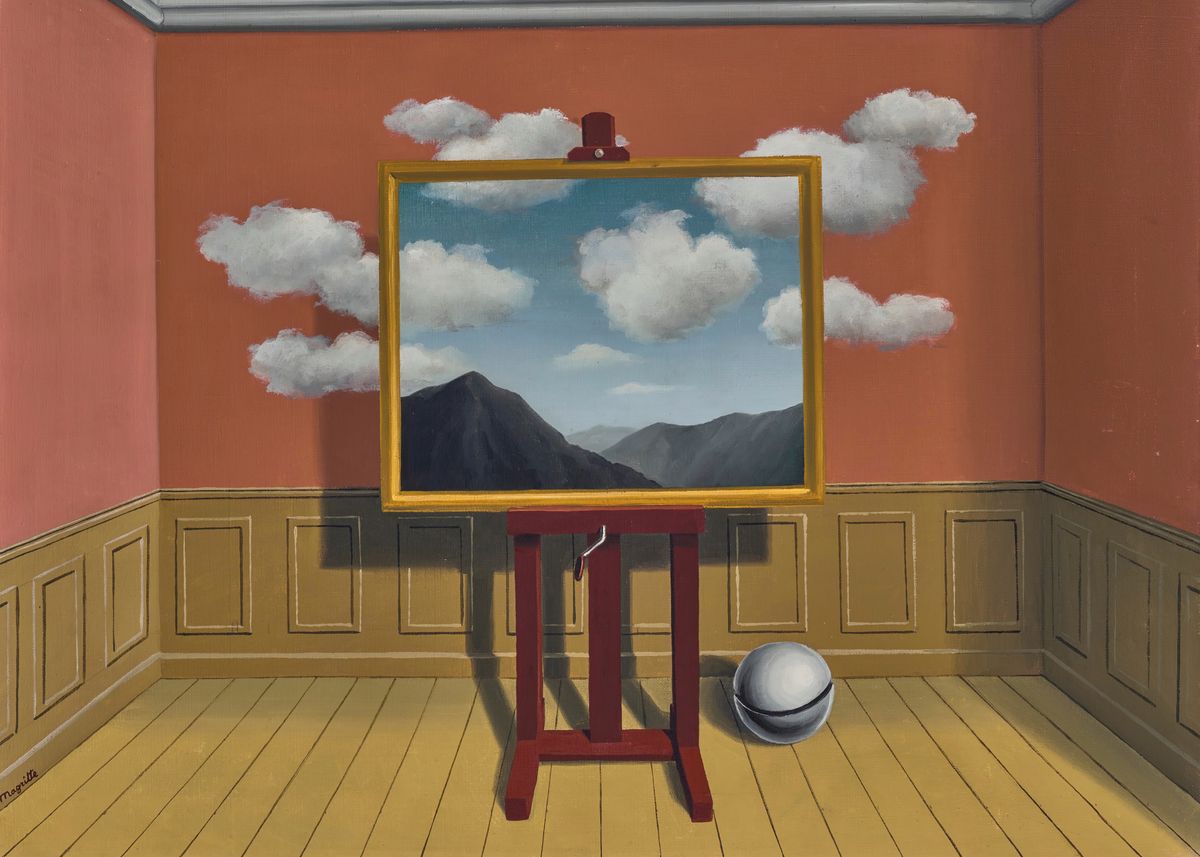 'rene magritte Surrealist Painting with Clouds' Poster, picture, metal ...