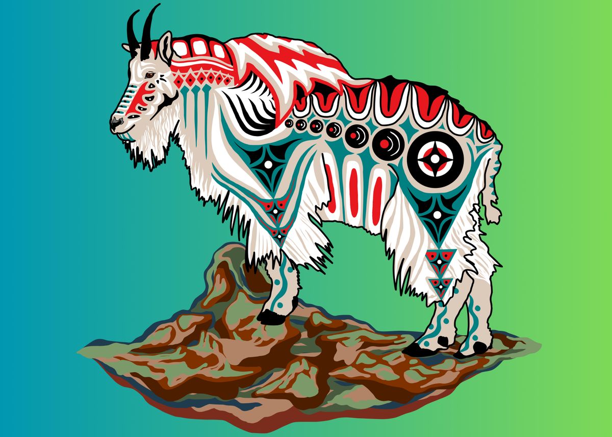 'Alaska Native Mountain Goat' Poster, picture, metal print, paint by ...