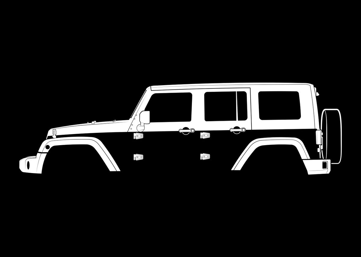 'Jeep Wrangler Silhouette' Poster, picture, metal print, paint by ...