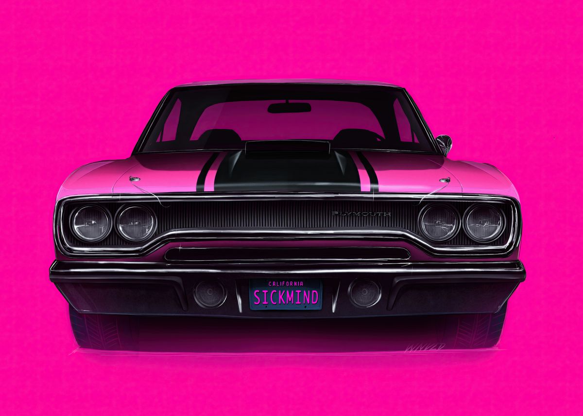 'Pink Plymouth Roadrunner' Poster, picture, metal print, paint by ...