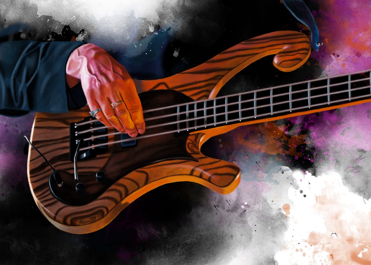'Les' Bass Guitar Watercolor Art' Poster, picture, metal print, paint ...