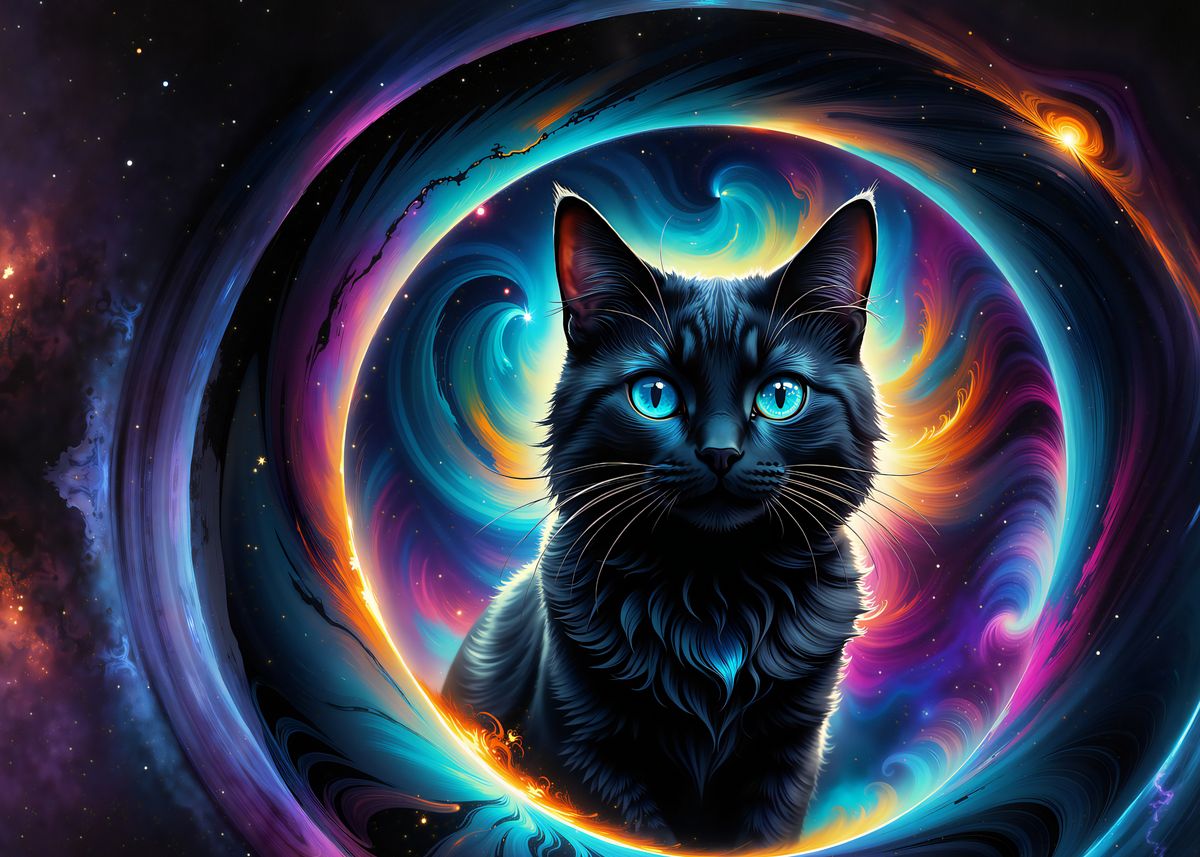 'Cosmic Cat' Poster, picture, metal print, paint by AnnArtshock Pavlova ...