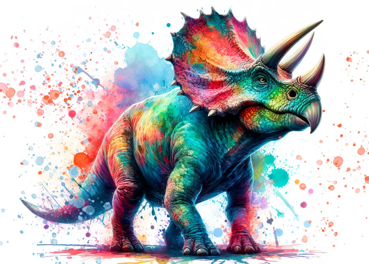 'Colorful Triceratops' Poster, picture, metal print, paint by viart ...