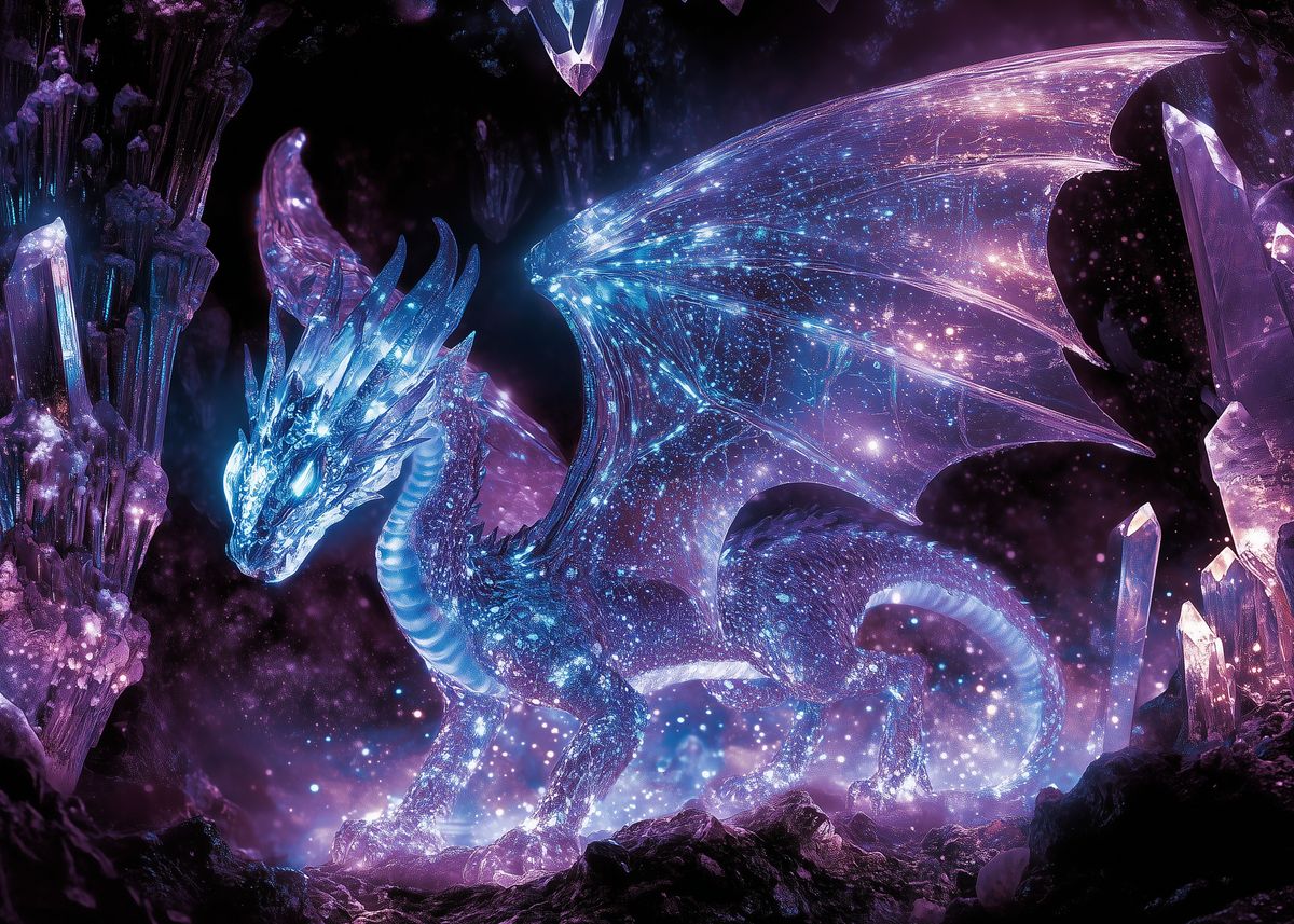 'Cosmic Dragon' Poster, picture, metal print, paint by Luna Echo | Displate