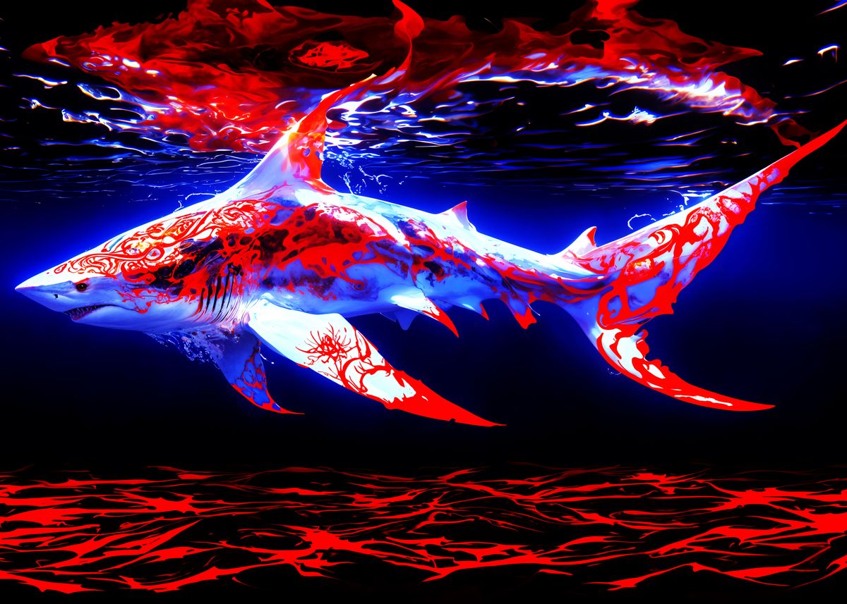 'Spirit Shark' Poster, picture, metal print, paint by ...