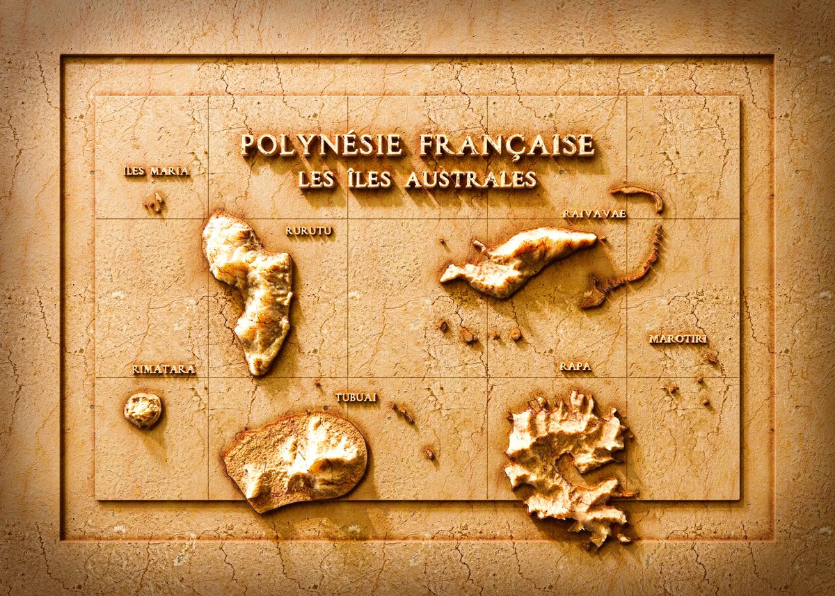 'French Polynesia - Austral Islands Map' Poster, picture, metal print ...