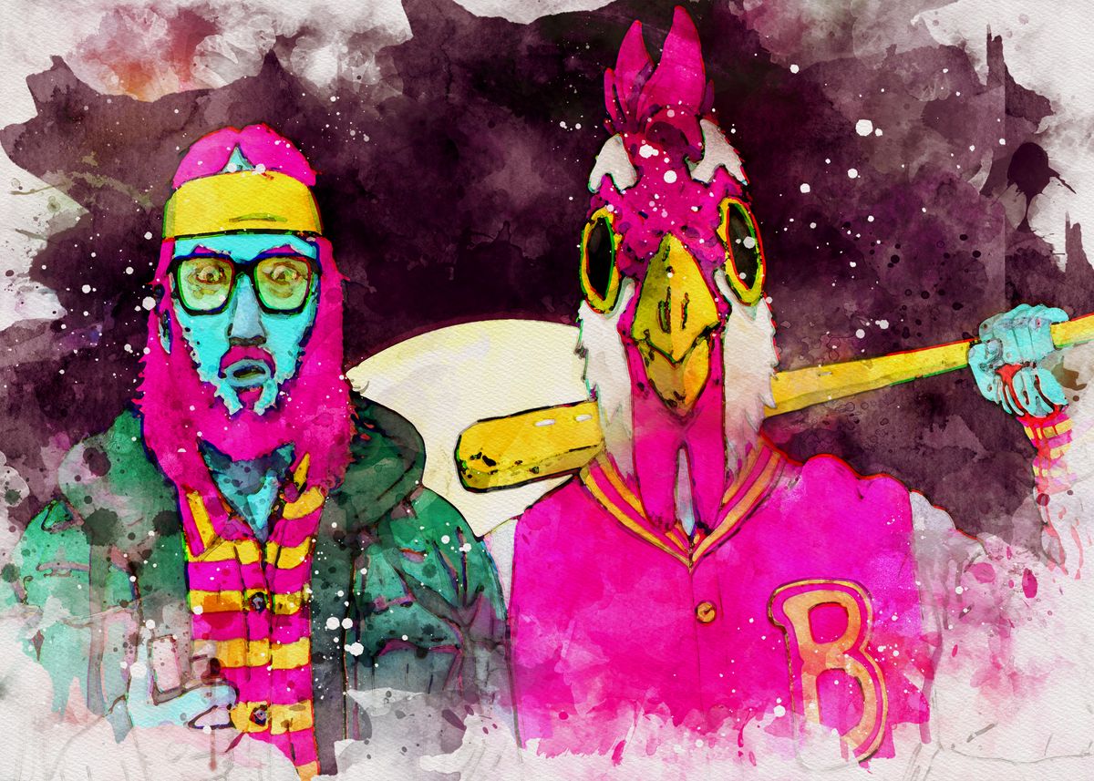 'Hotline Miami Watercolor Art' Poster, picture, metal print, paint by ...