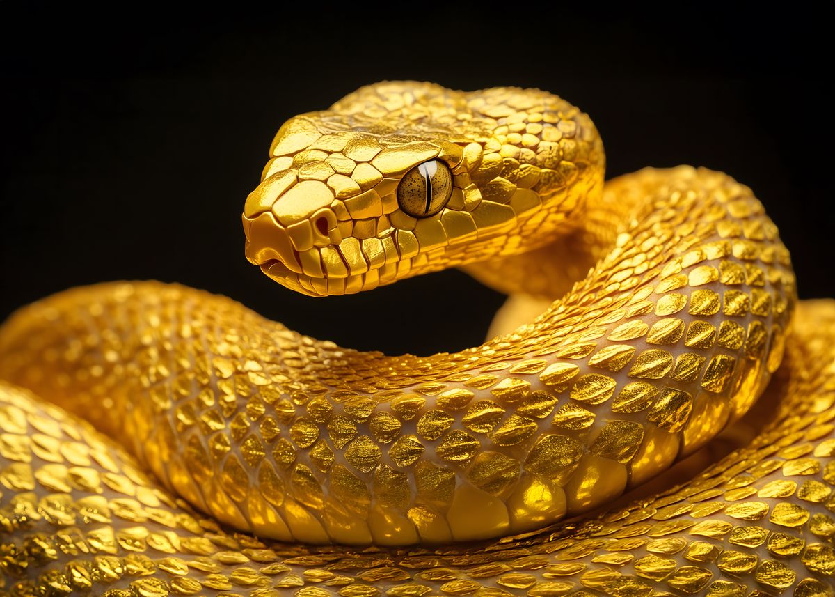 'Golden Snake' Poster, picture, metal print, paint by Cat Grafic Design ...