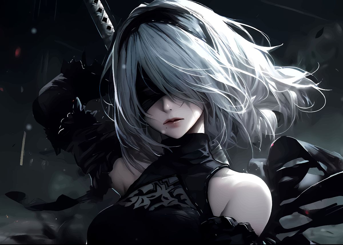 '2B Anime Character Art' Poster, picture, metal print, paint by miosoul ...