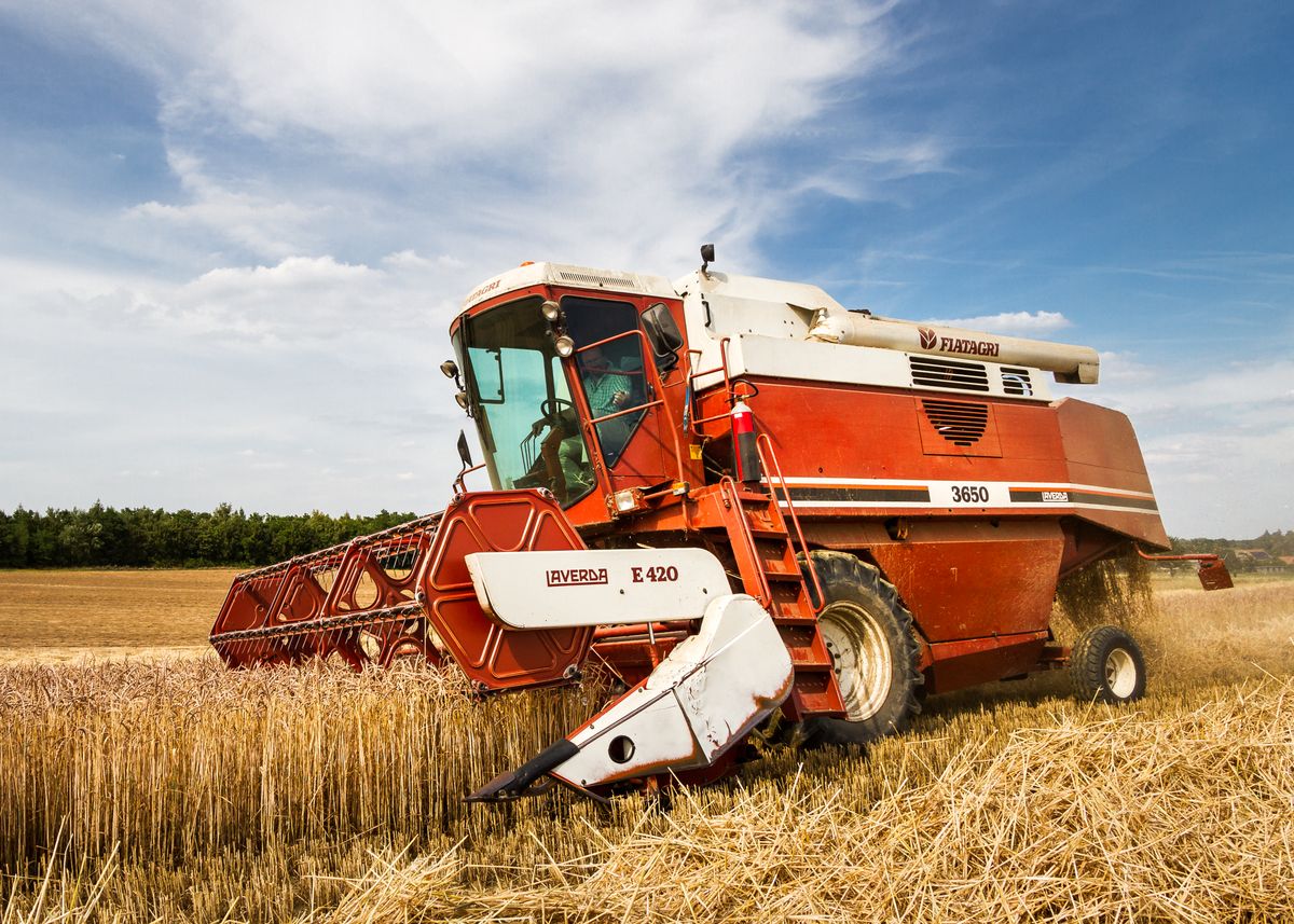 'Lavrda Combine Harvester in Field' Poster, picture, metal print, paint ...