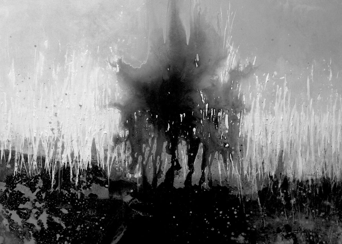 'Abstract Black and White Ink Splotch' Poster, picture, metal print ...