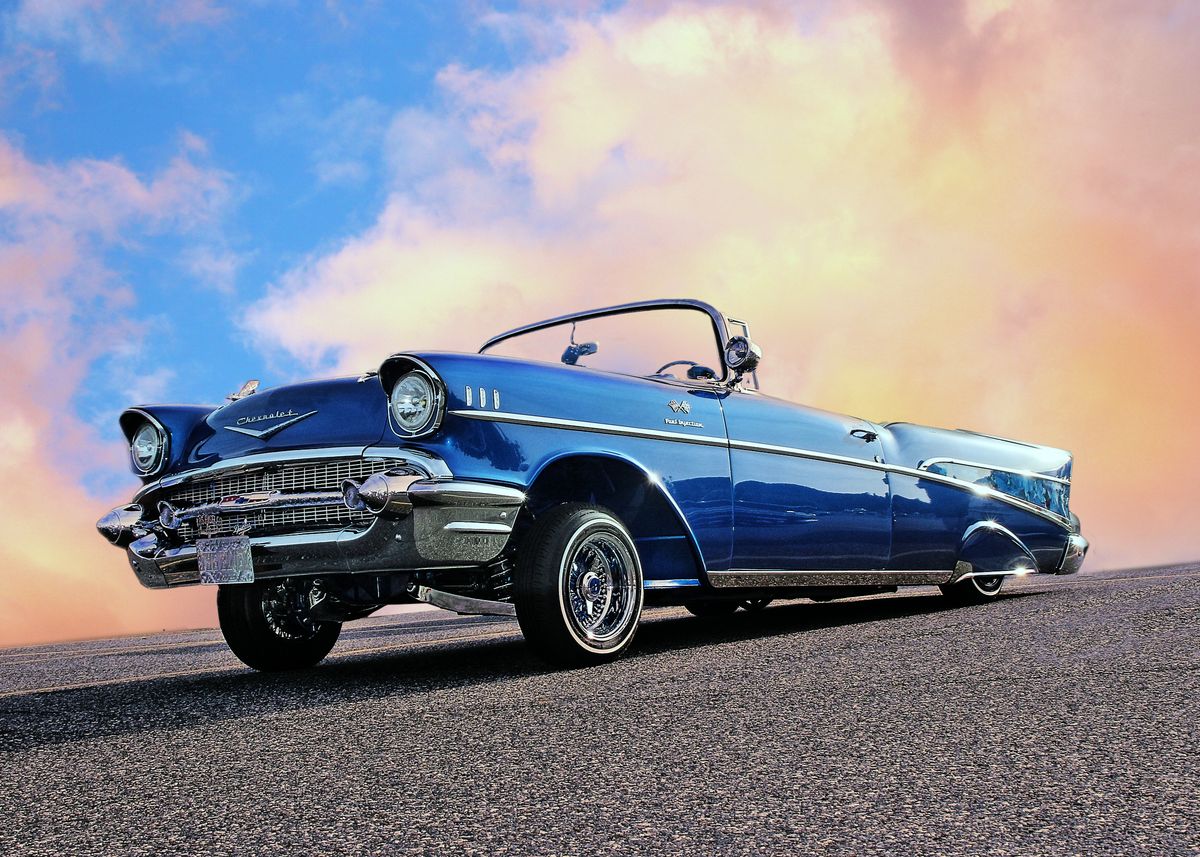 'Classic Blue Convertible' Poster, picture, metal print, paint by ...
