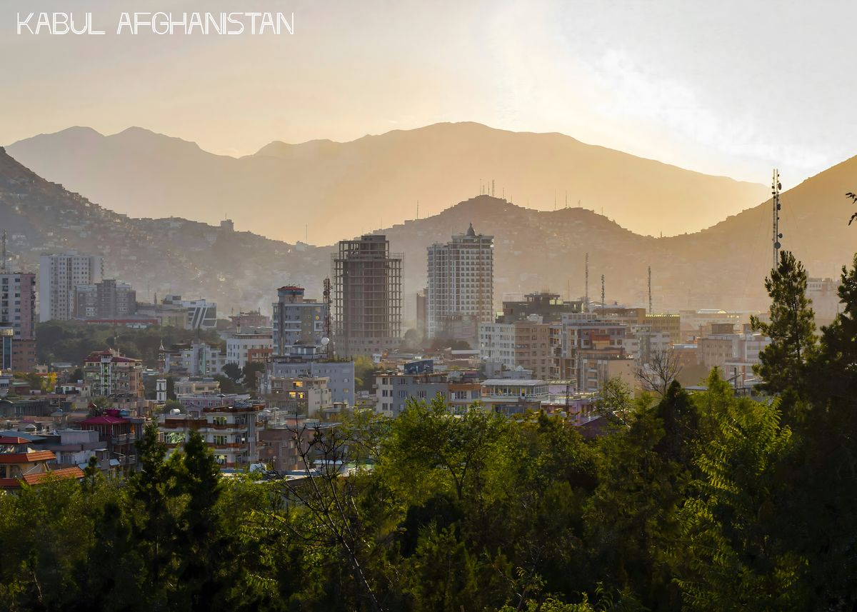 'Kabul Cityscape at Sunset' Poster, picture, metal print, paint by ...