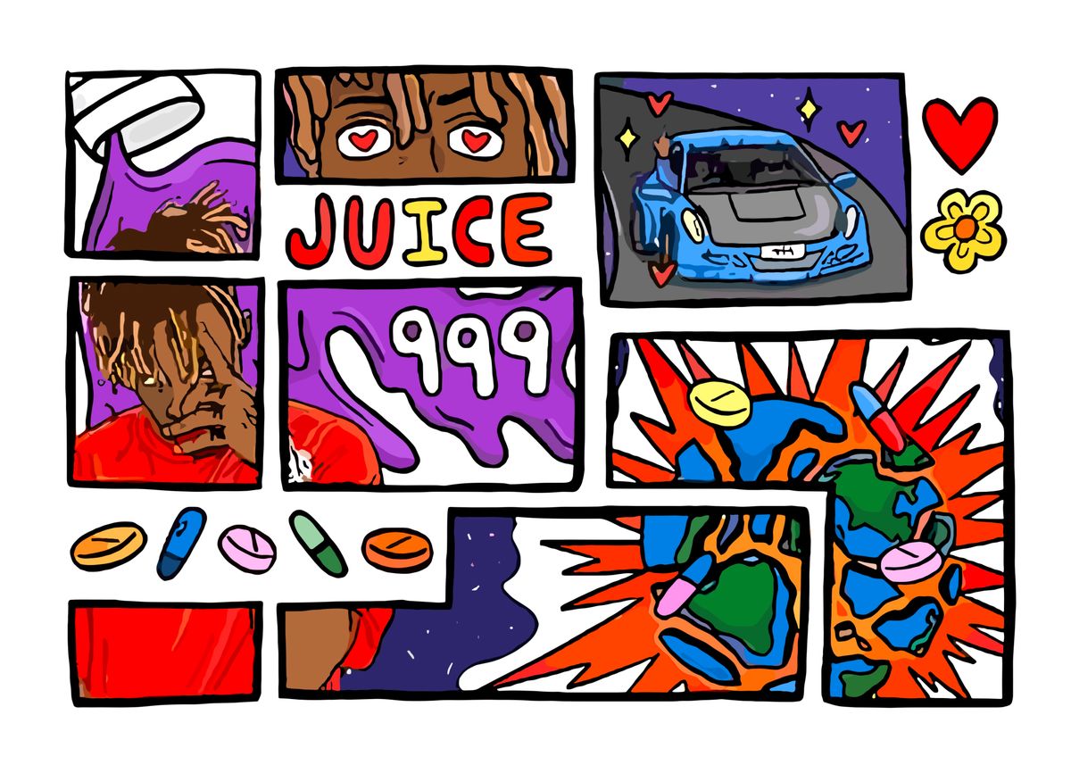 'Juice WRLD 999 Collage' Poster, picture, metal print, paint by Bendrat ...