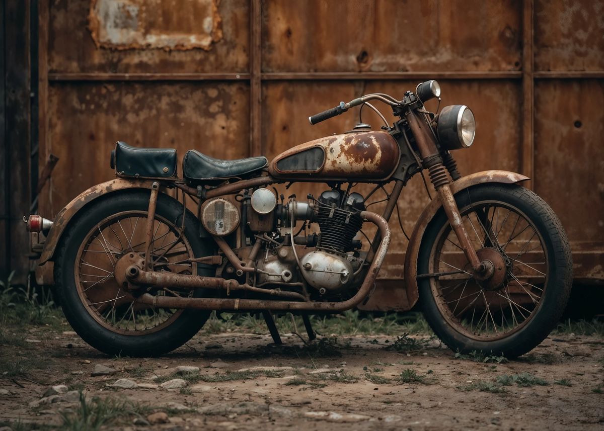 'Rusty Vintage Motorcycle' Poster, picture, metal print, paint by ...