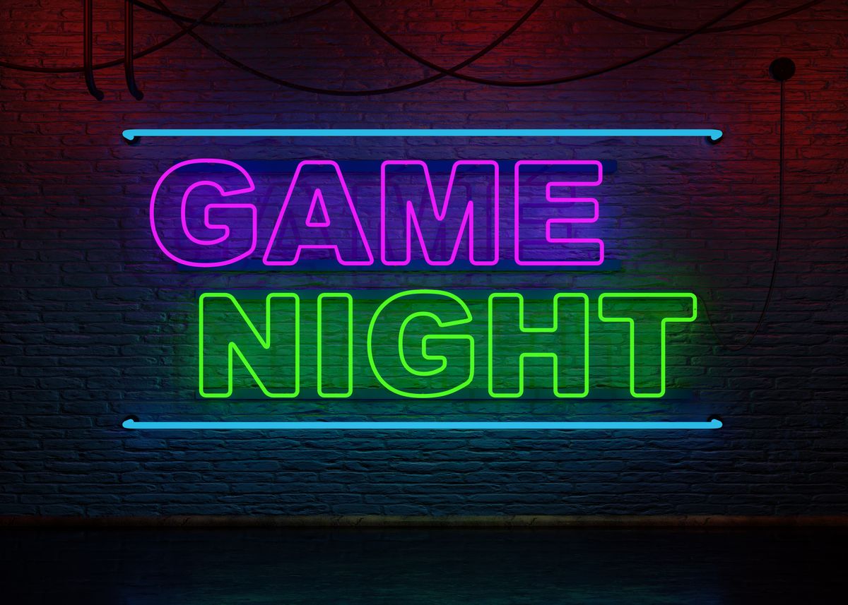 'Game Night Neon Sign on Brick Wall' Poster, picture, metal print ...