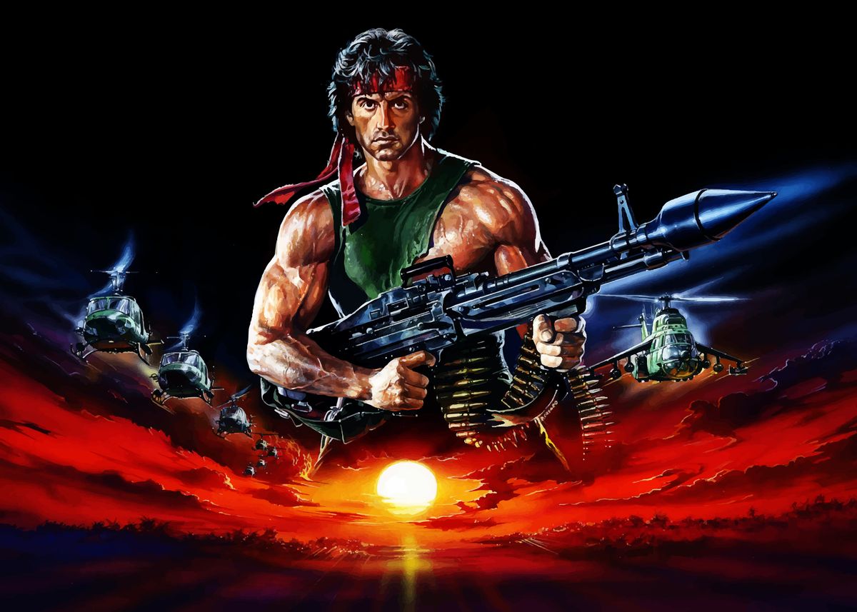 'Rambo Movie Poster' Poster, picture, metal print, paint by sakim black ...