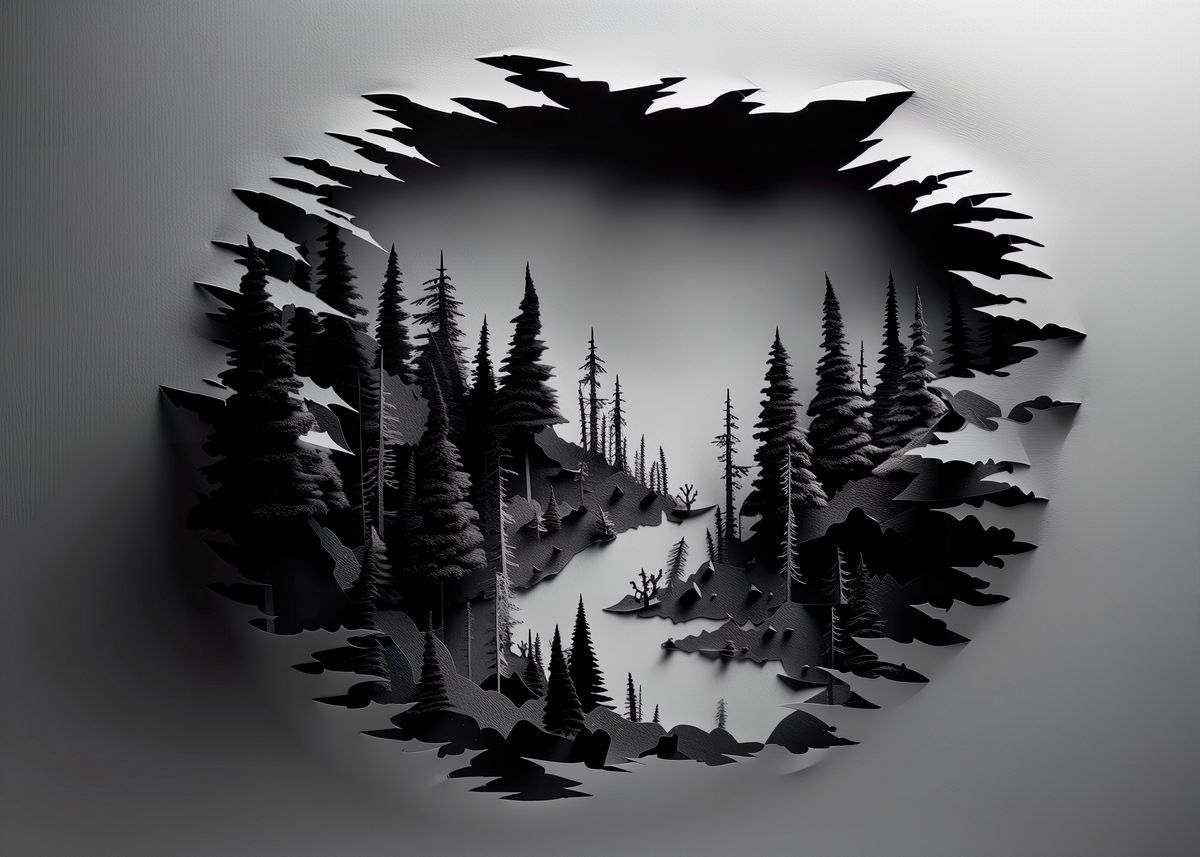 'Papercut Forest' Poster, picture, metal print, paint by Abstract art ...