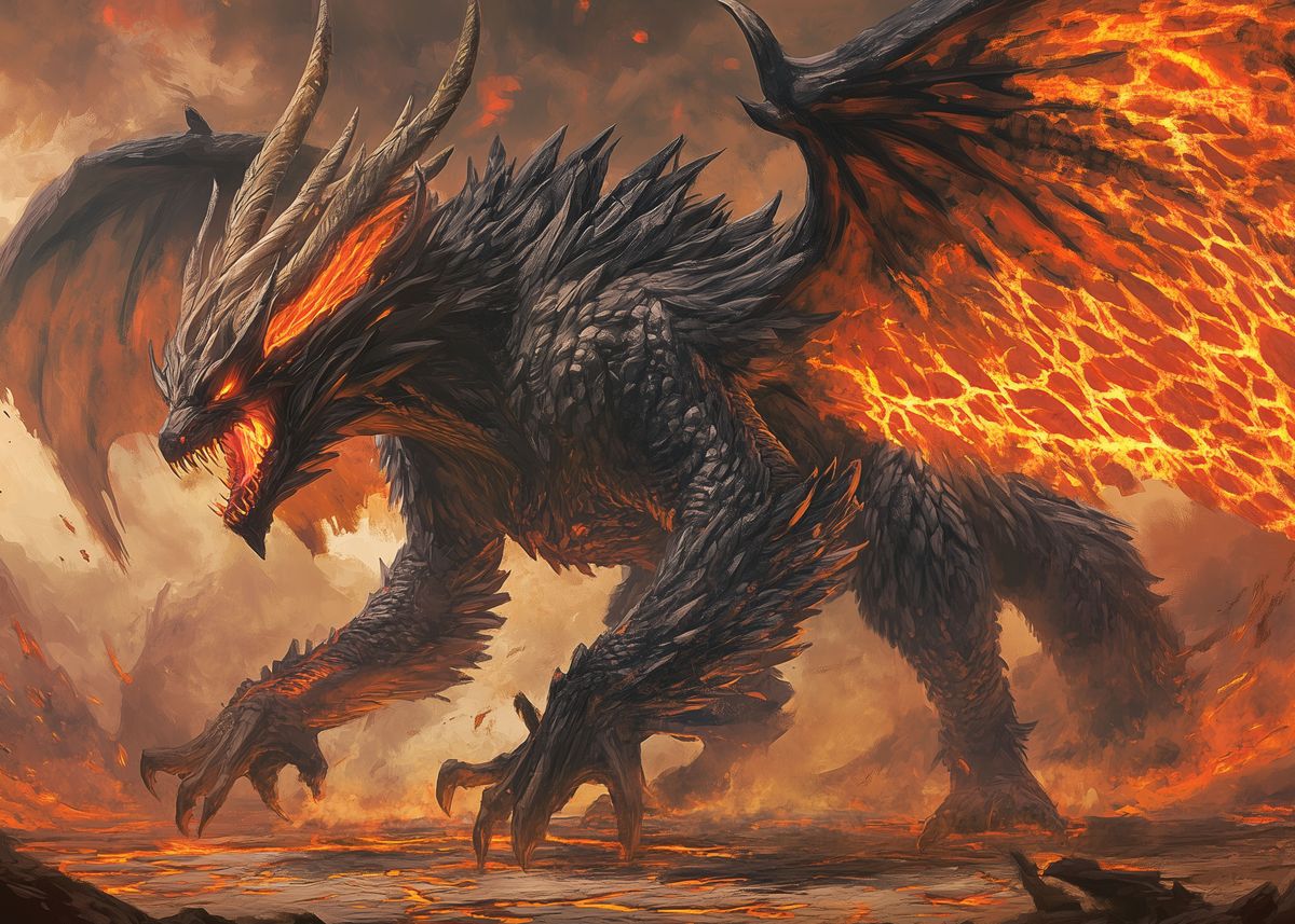 'Fiery Dragon' Poster, picture, metal print, paint by Luna Echo | Displate