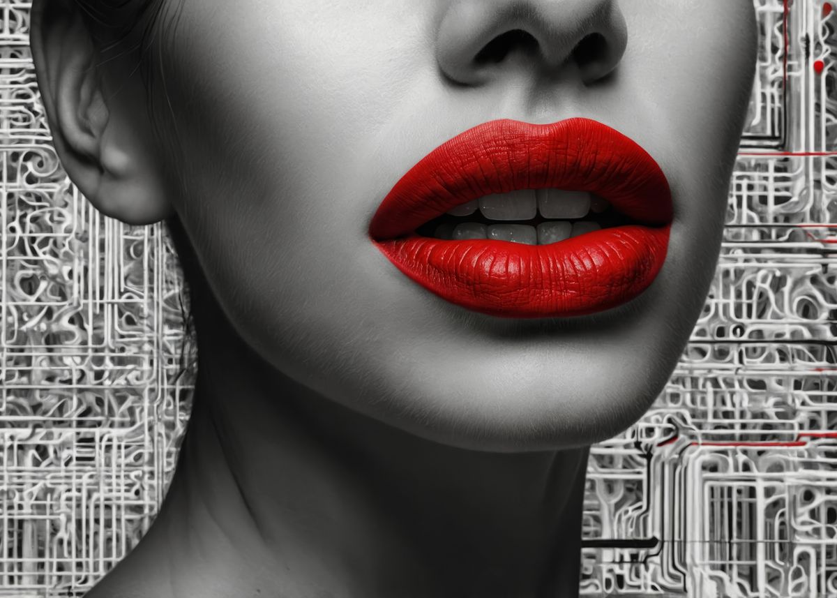 'Red Lips Abstract Art' Poster, picture, metal print, paint by hisam ...