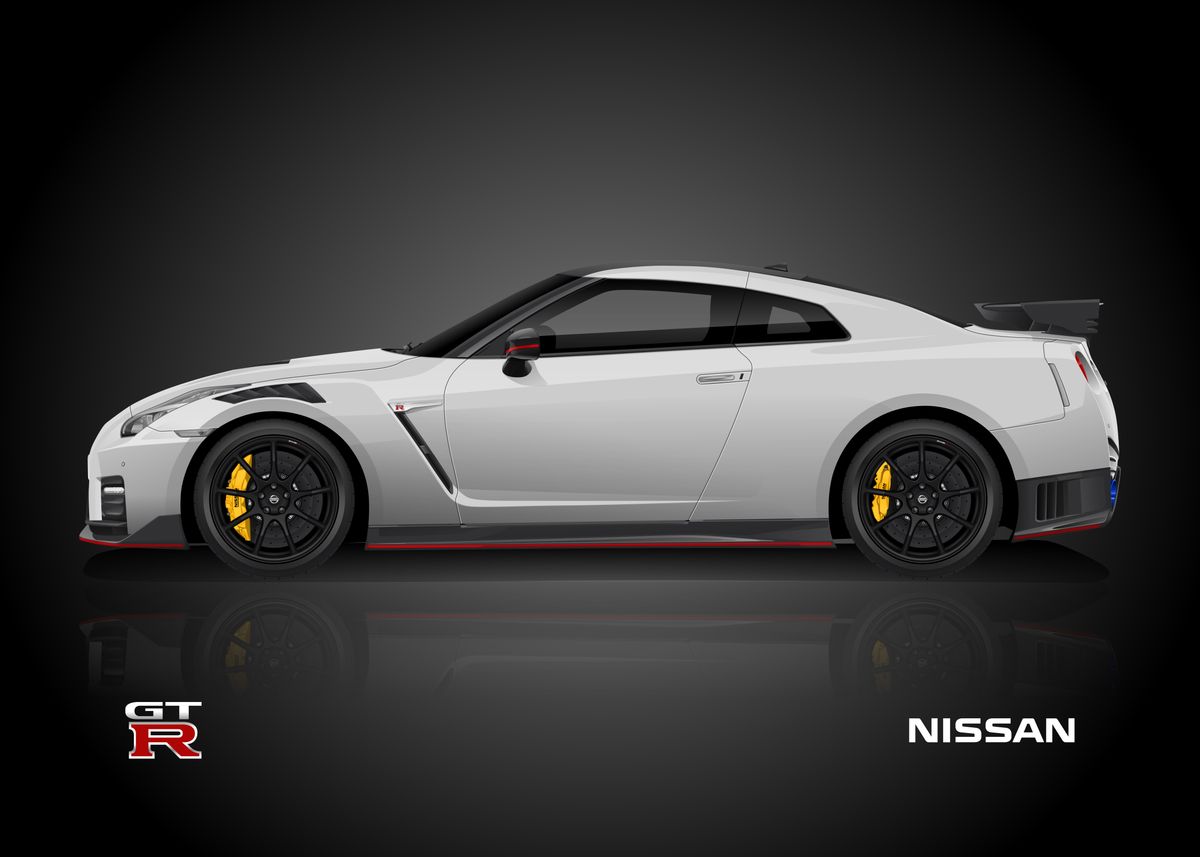 'Nissan GT-R Side View' Poster, picture, metal print, paint by ...