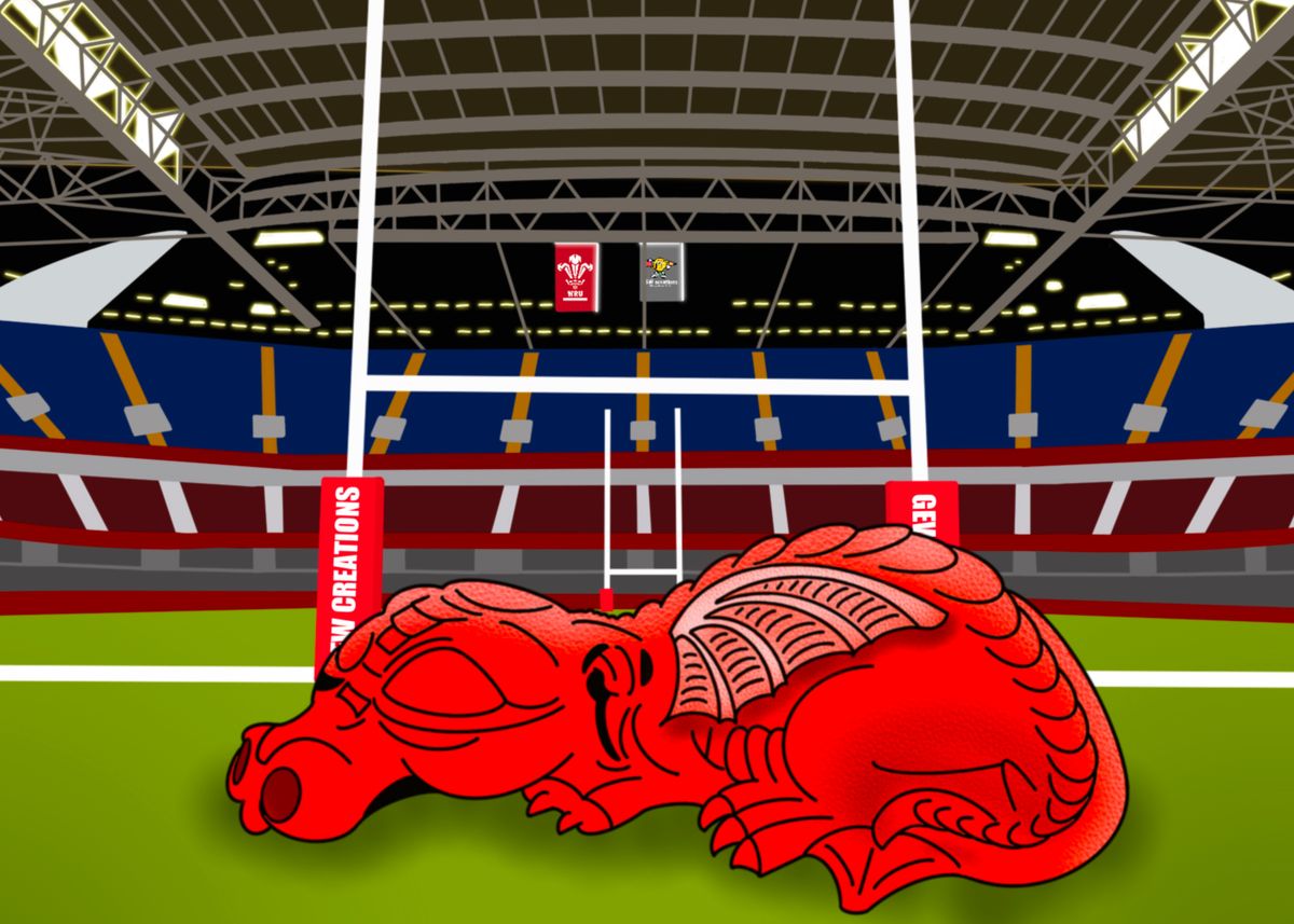 'Rugby Dragon at Principality Stadium' Poster, picture, metal print ...