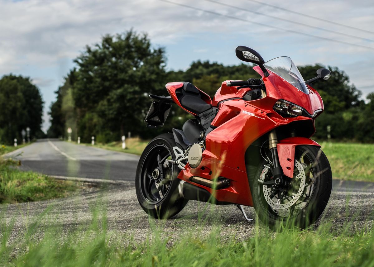'Red Sportbike on Road' Poster, picture, metal print, paint by ...