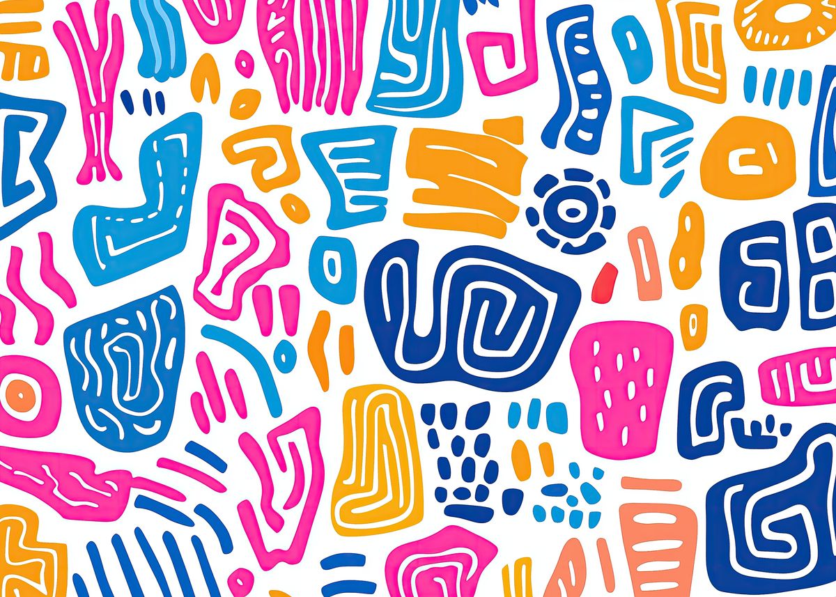 'Abstract Memphis Doodle Pattern' Poster, picture, metal print, paint ...