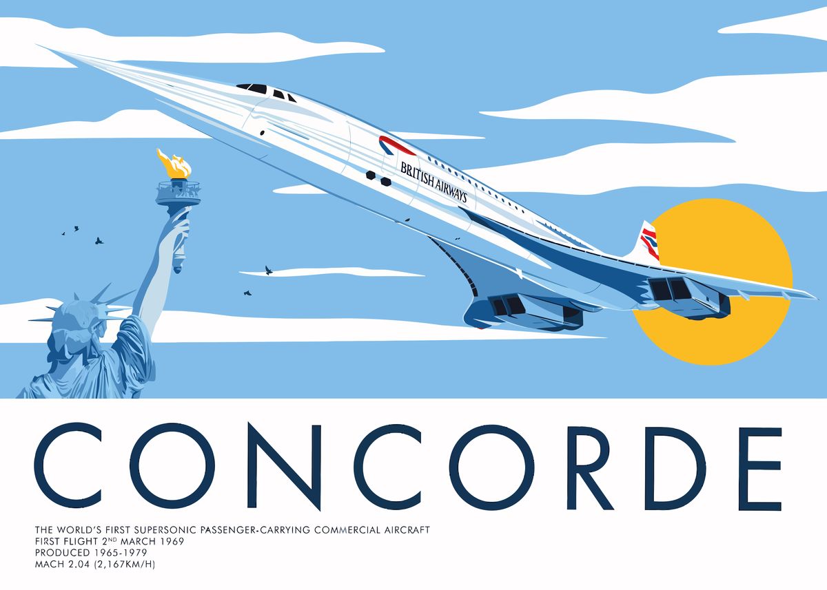 'Concorde Supersonic Jet' Poster, picture, metal print, paint by One ...