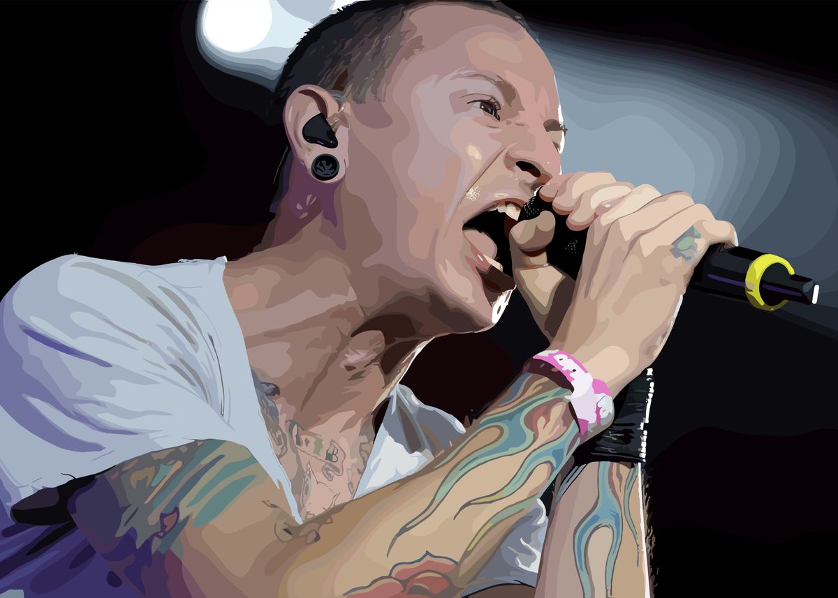 'Chester Bennington Singing' Poster, picture, metal print, paint by ...