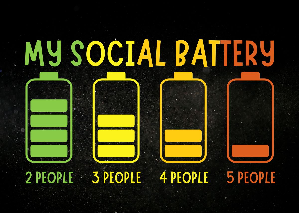 'Hate People Social Battery Level Introvert' Poster, picture, metal ...