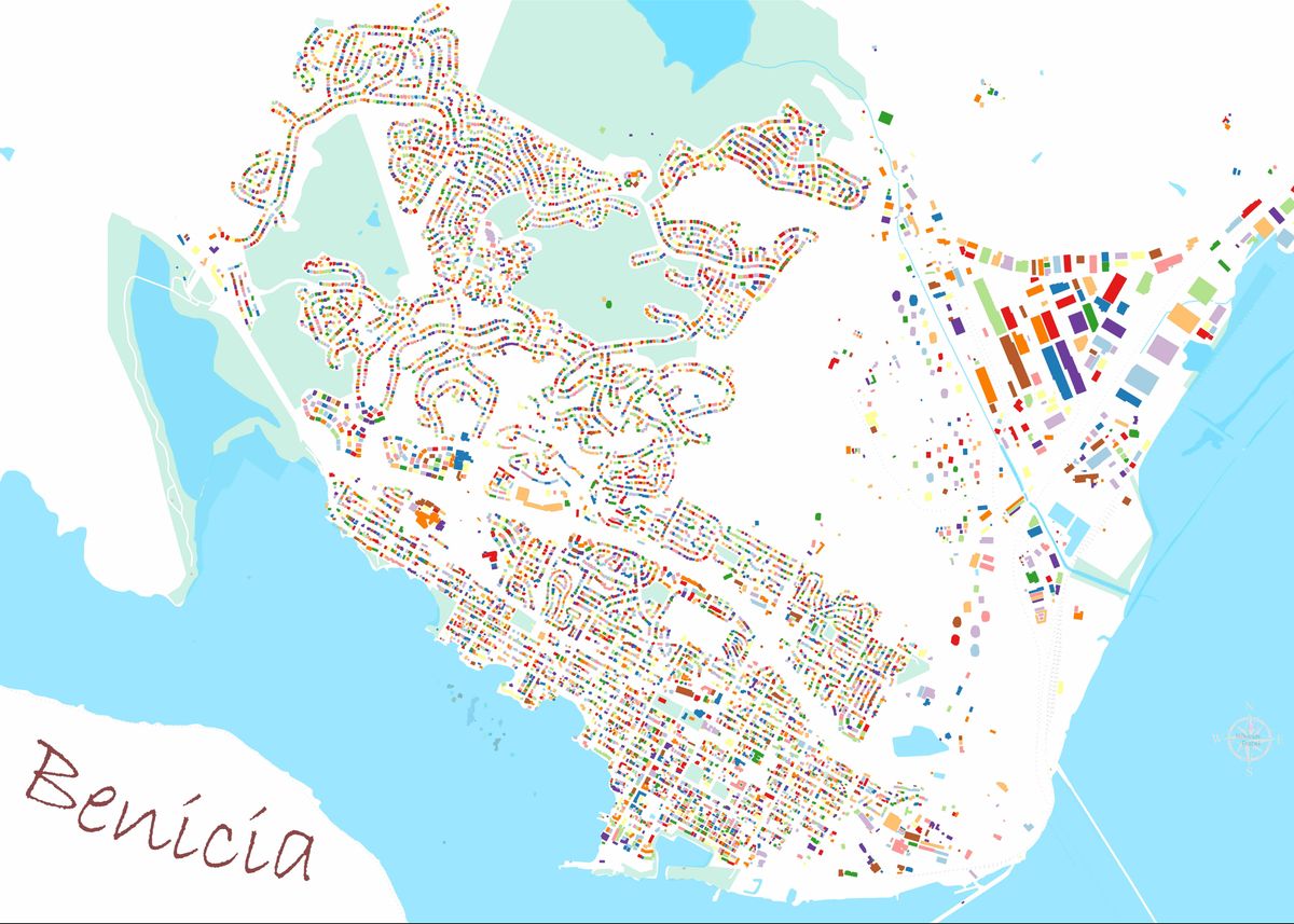'Benicía City Map' Poster, picture, metal print, paint by Nikesh Patel ...