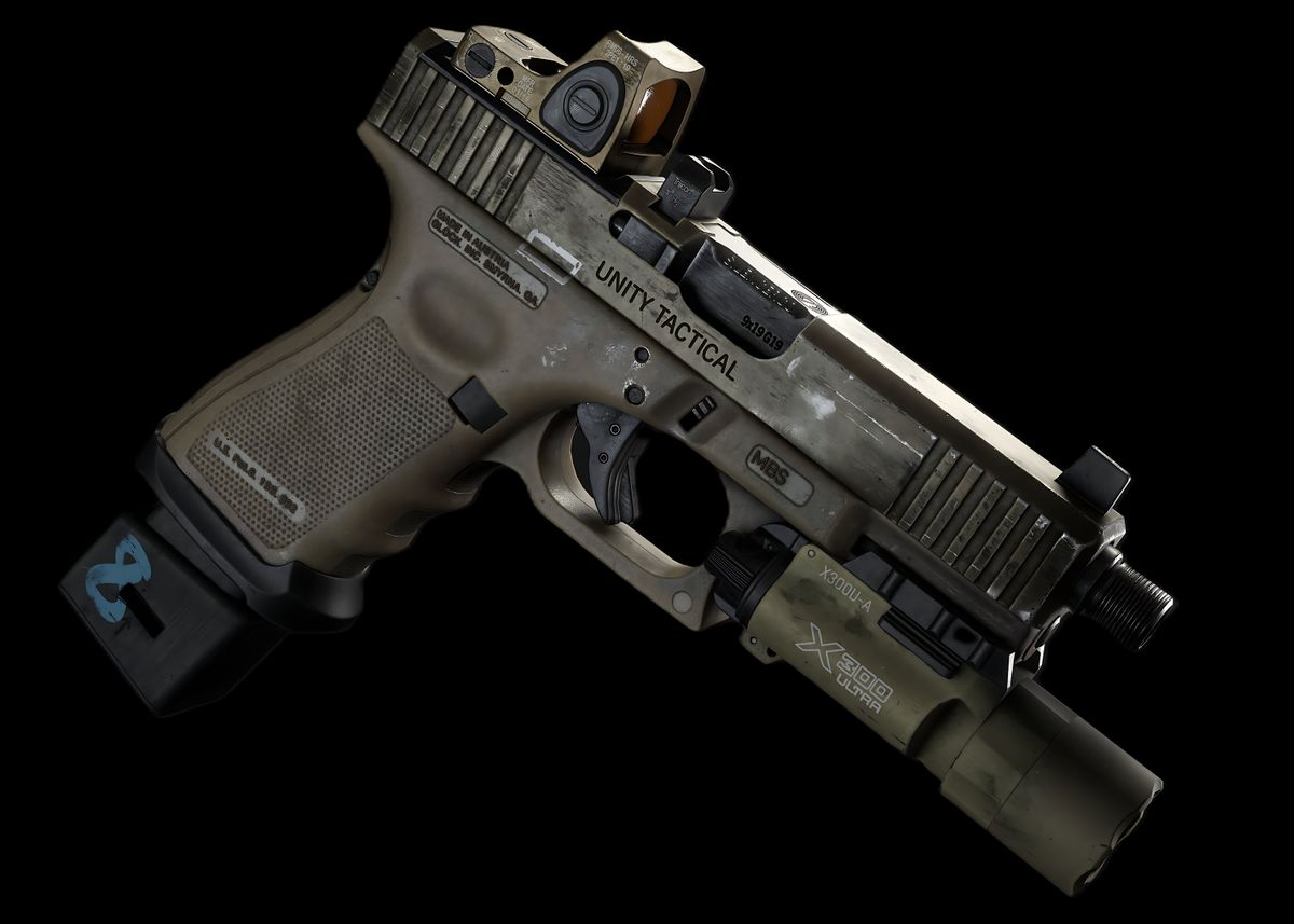 'Glock 19 with Red Dot Sight' Poster, picture, metal print, paint by ...