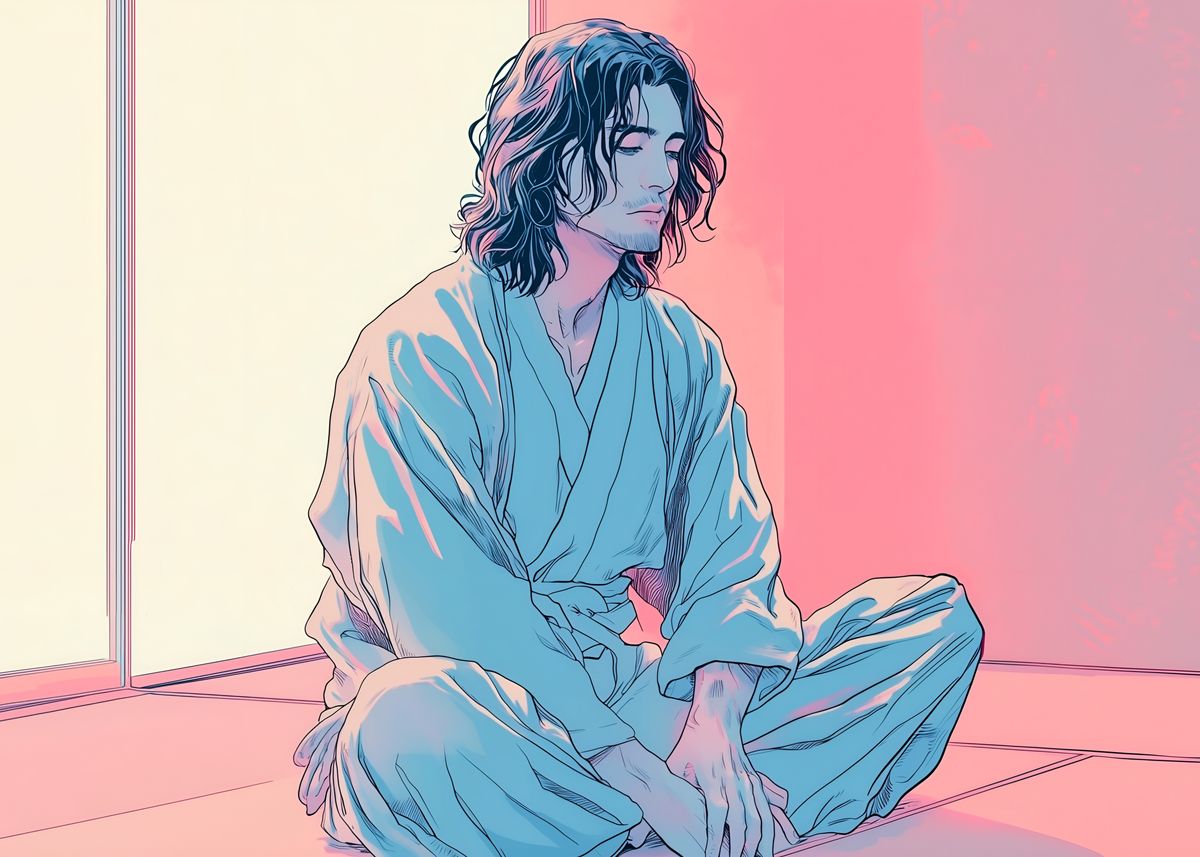 'Man in Blue Kimono' Poster, picture, metal print, paint by Quasarai ...