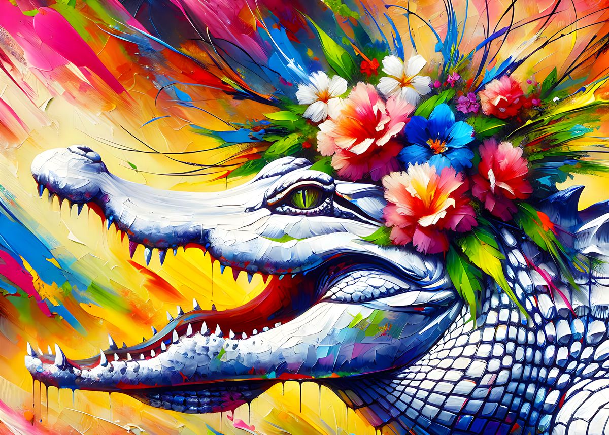'Acrylic Majestic Blossoming Alligator ' Poster, picture, metal print ...