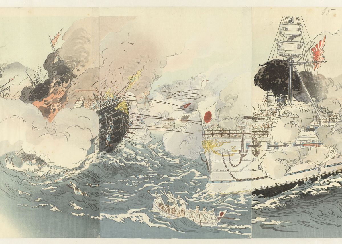 'Naval Battle Print' Poster, picture, metal print, paint by Tomi | Displate
