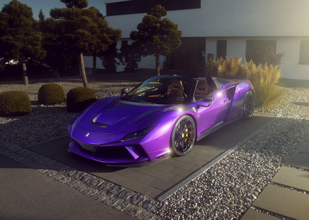 'Purple Ferrari Convertible' Poster, picture, metal print, paint by ...