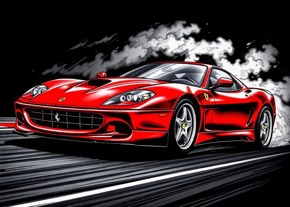 'Red Ferrari 550 Maranello' Poster, picture, metal print, paint by ...