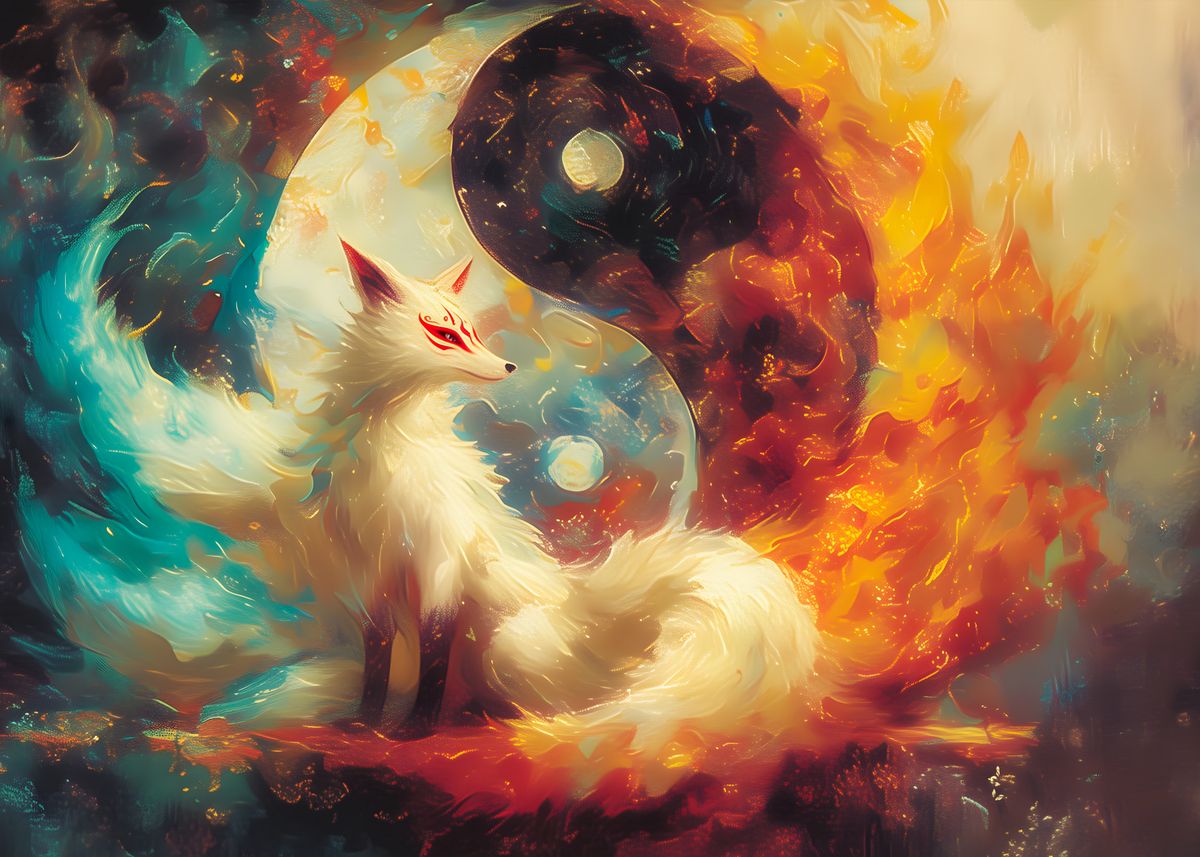 'Yin Yang Fox' Poster, picture, metal print, paint by PrintYourDigitals ...