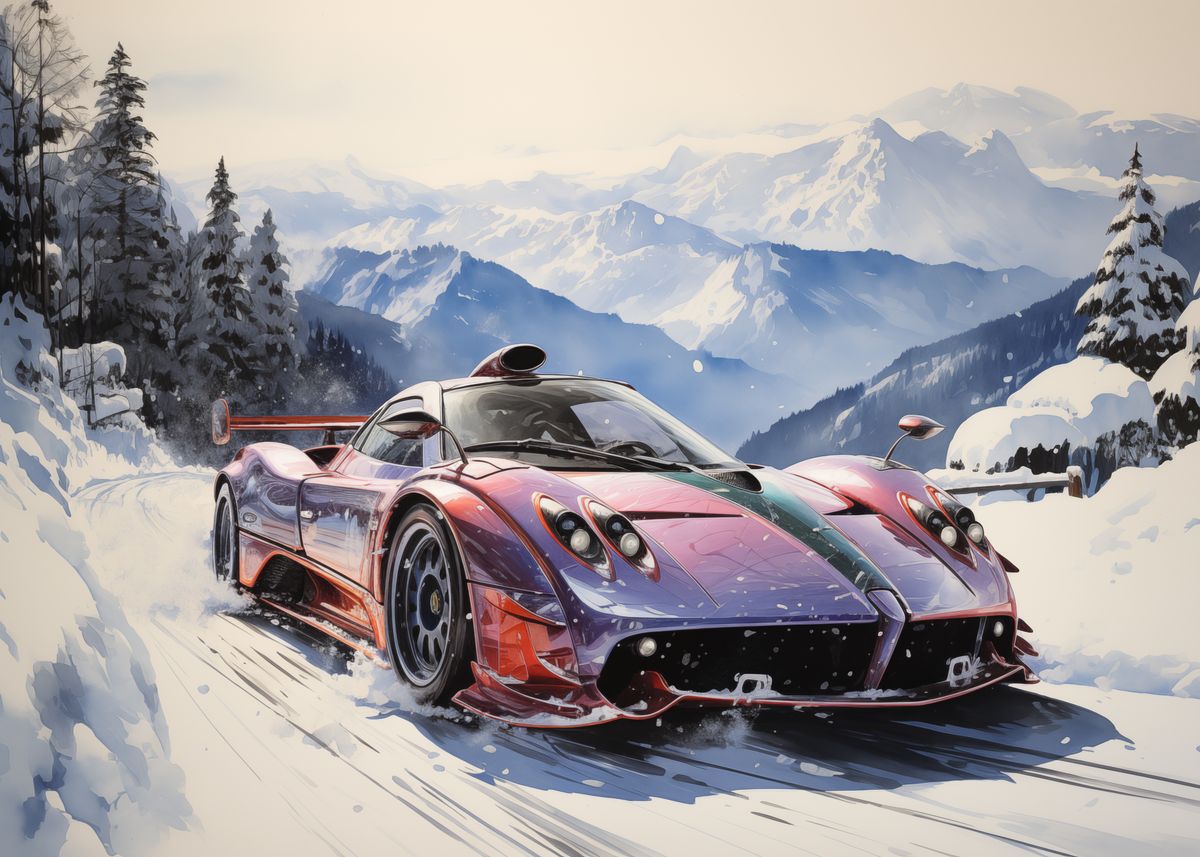 'Pagani on a mountain road' Poster, picture, metal print, paint by ...