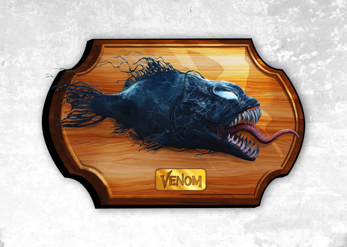 'Venom Symbiote Fish' Poster, picture, metal print, paint by Marvel ...