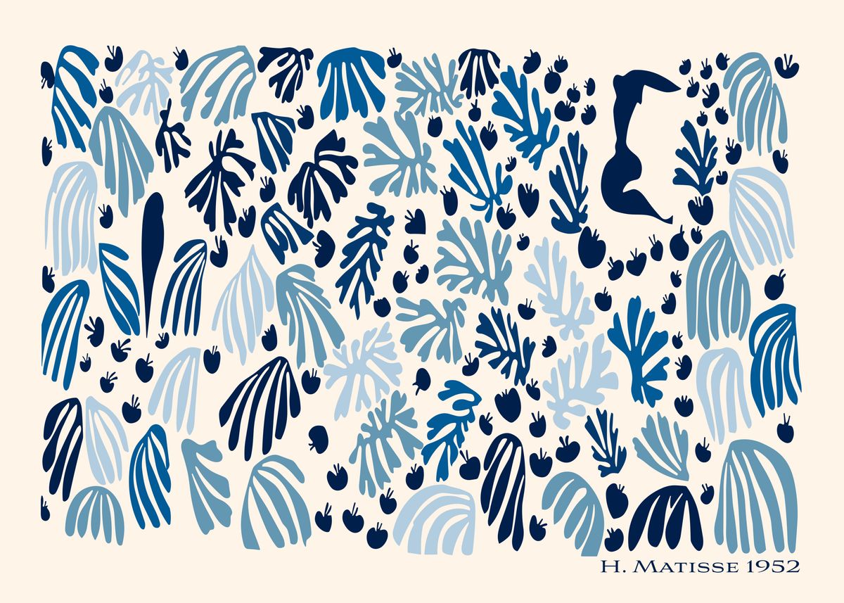 'Blue Matisse Abstract La Perruche' Poster, picture, metal print, paint ...