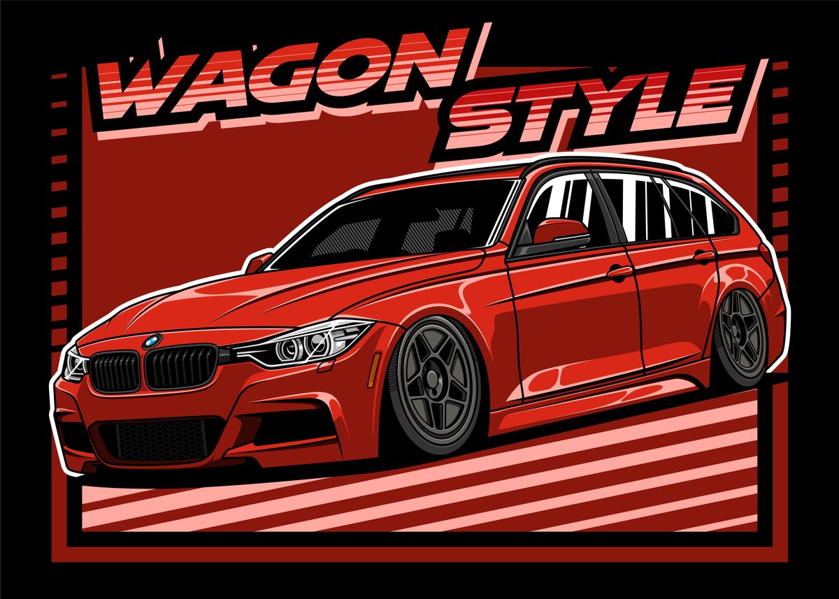 'Wagon Style BMW F31 Red' Poster, picture, metal print, paint by Heru ...
