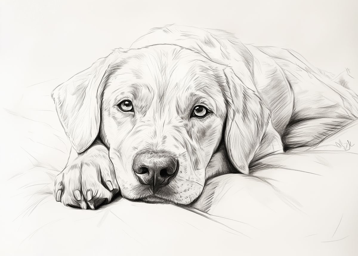 'Labrador Pencil Drawing' Poster, picture, metal print, paint by Design ...