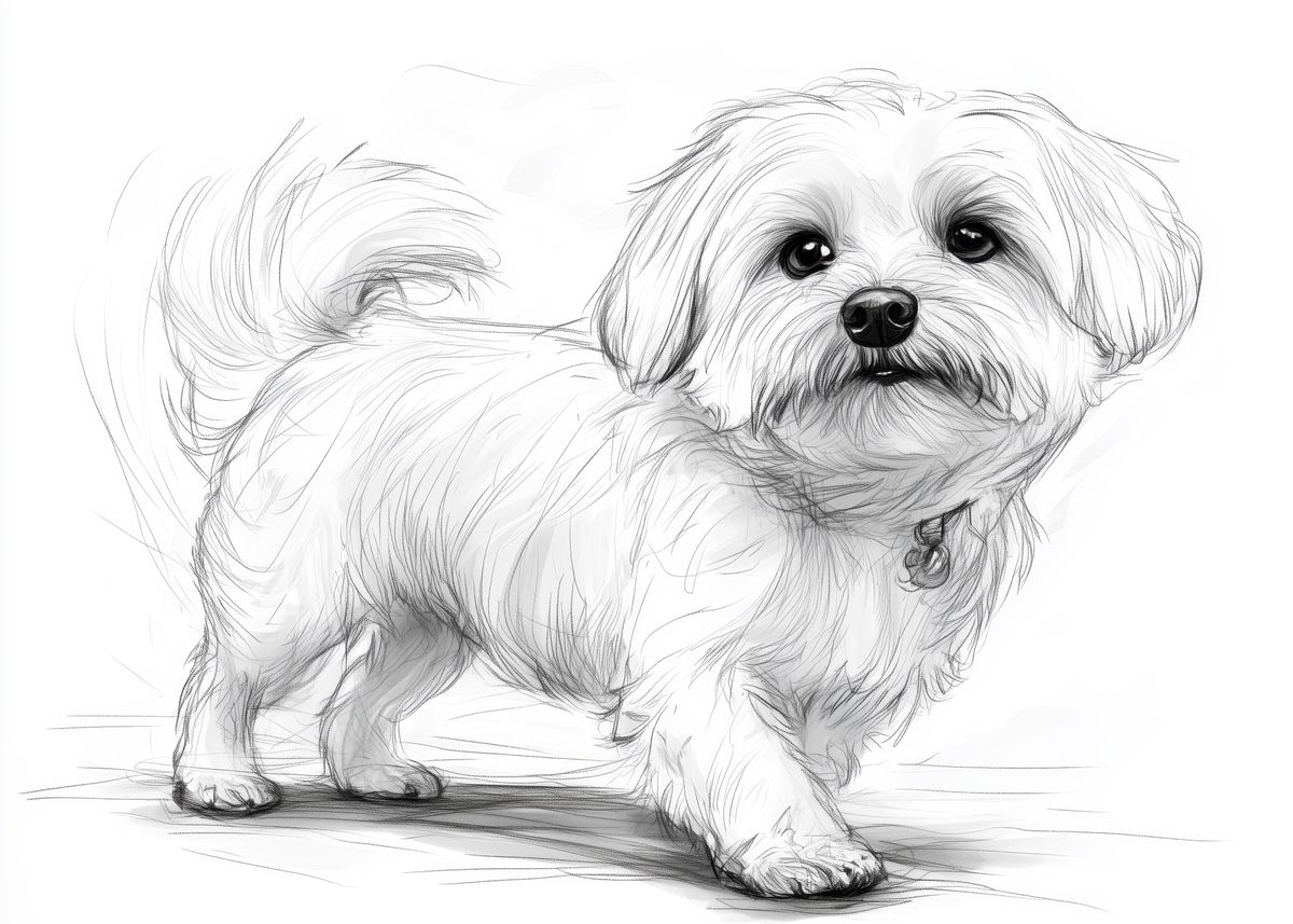 'Pencil Sketch of a Maltese Dog' Poster, picture, metal print, paint by ...
